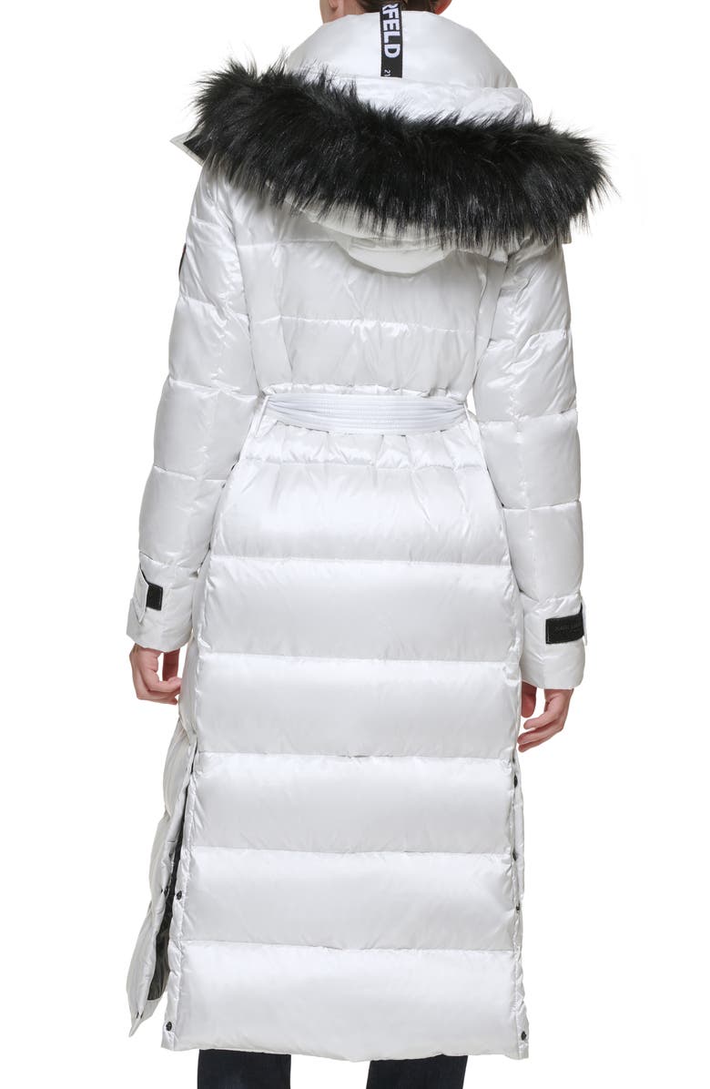 KARL LAGERFELD PARIS Down & Polyester Fill Longline Puffer Jacket with ...