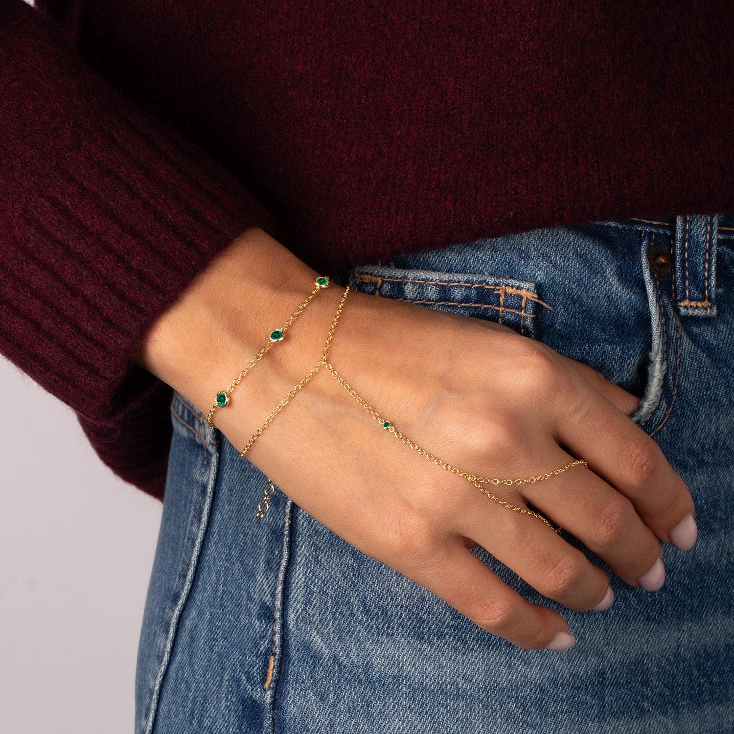 BY ADINA EDEN Emerald Green Diamond By The Yard Bracelet | Nordstrom