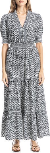 MAX STUDIO Floral Short Sleeve Tiered Maxi Dress | Nordstromrack MAX STUDIO Floral Short Sleeve Tiered Maxi Dress | Nordstromrack