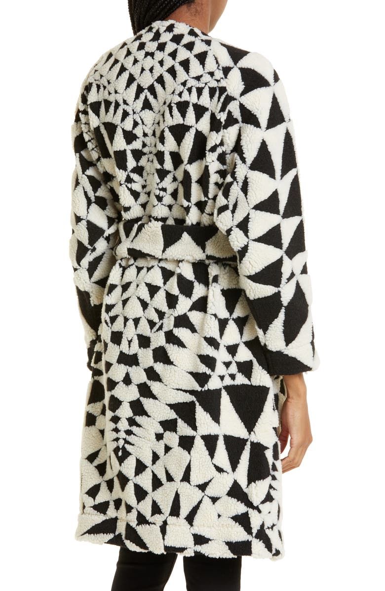 FARM Rio Heart Deco High Pile Fleece Wool Blend Belted Coat | Nordstromrack