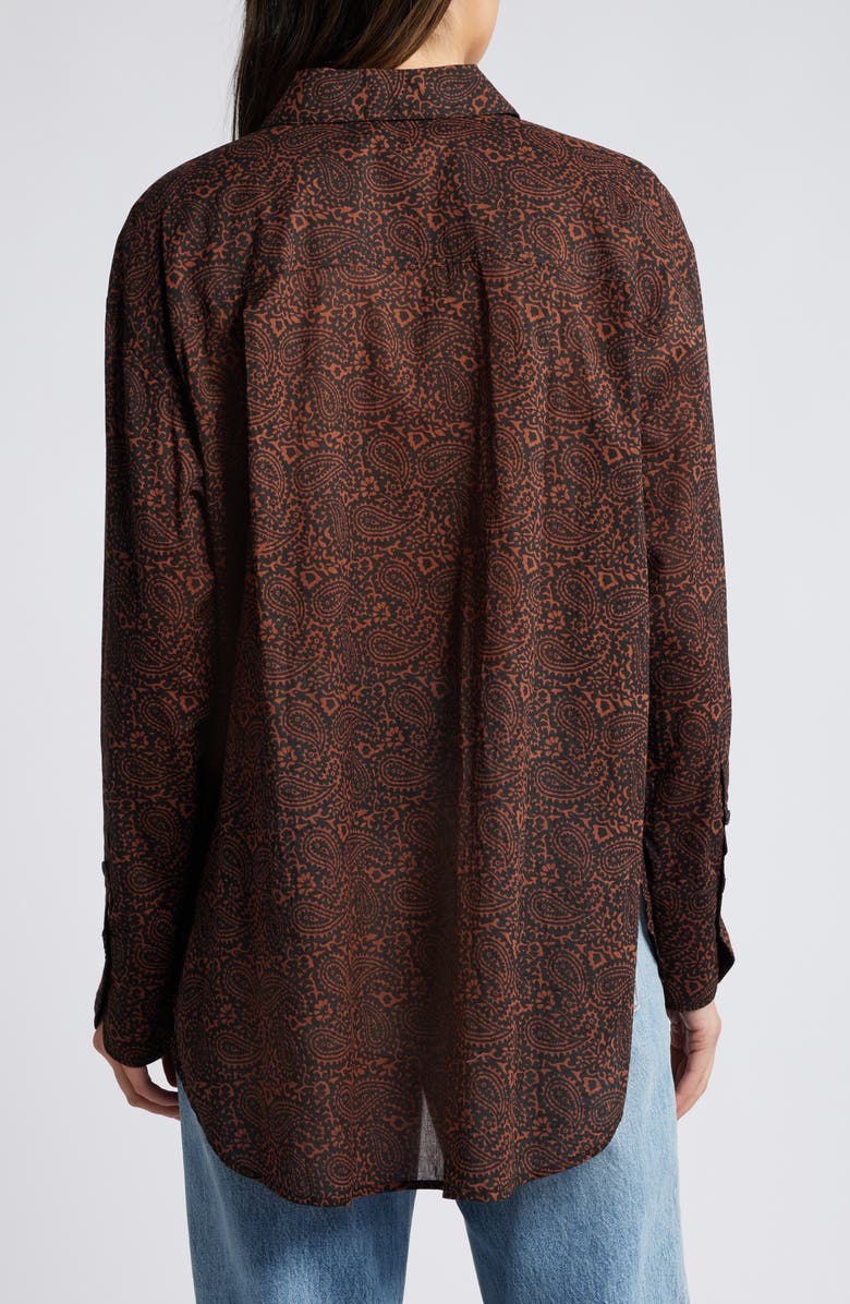 Cleobella Poppy Paisley Print Organic Cotton Voile Button-Up Shirt ...