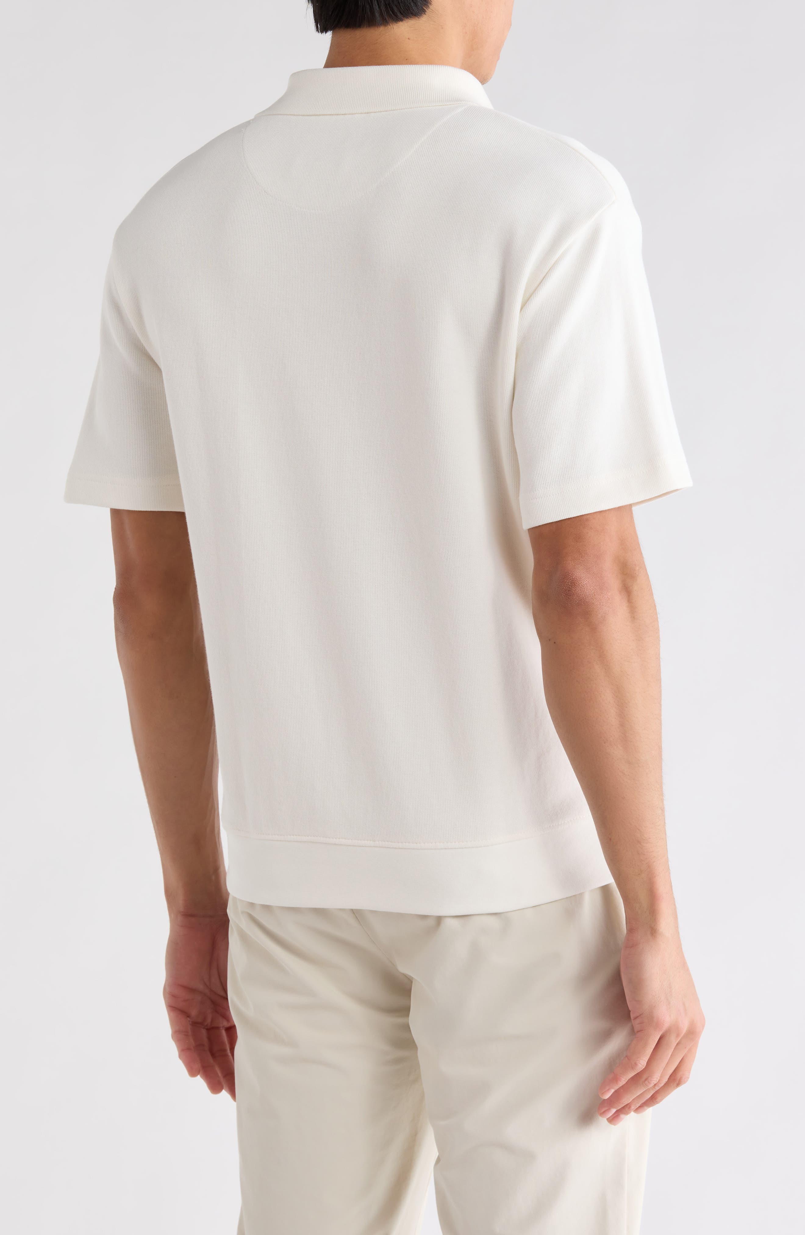 DENIM AND FLOWER Textured Cotton Knit Polo | Nordstromrack