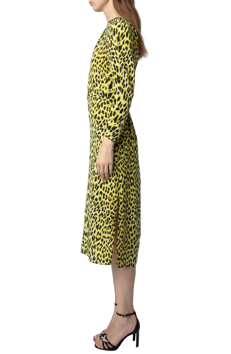 Zadig & Voltaire Racyl Leopard Print Puff Shoulder Bracelet Sleeve Silk ...