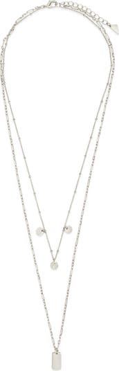 Sterling Forever Two Layer Tag Disk Charm Necklace | Nordstromrack