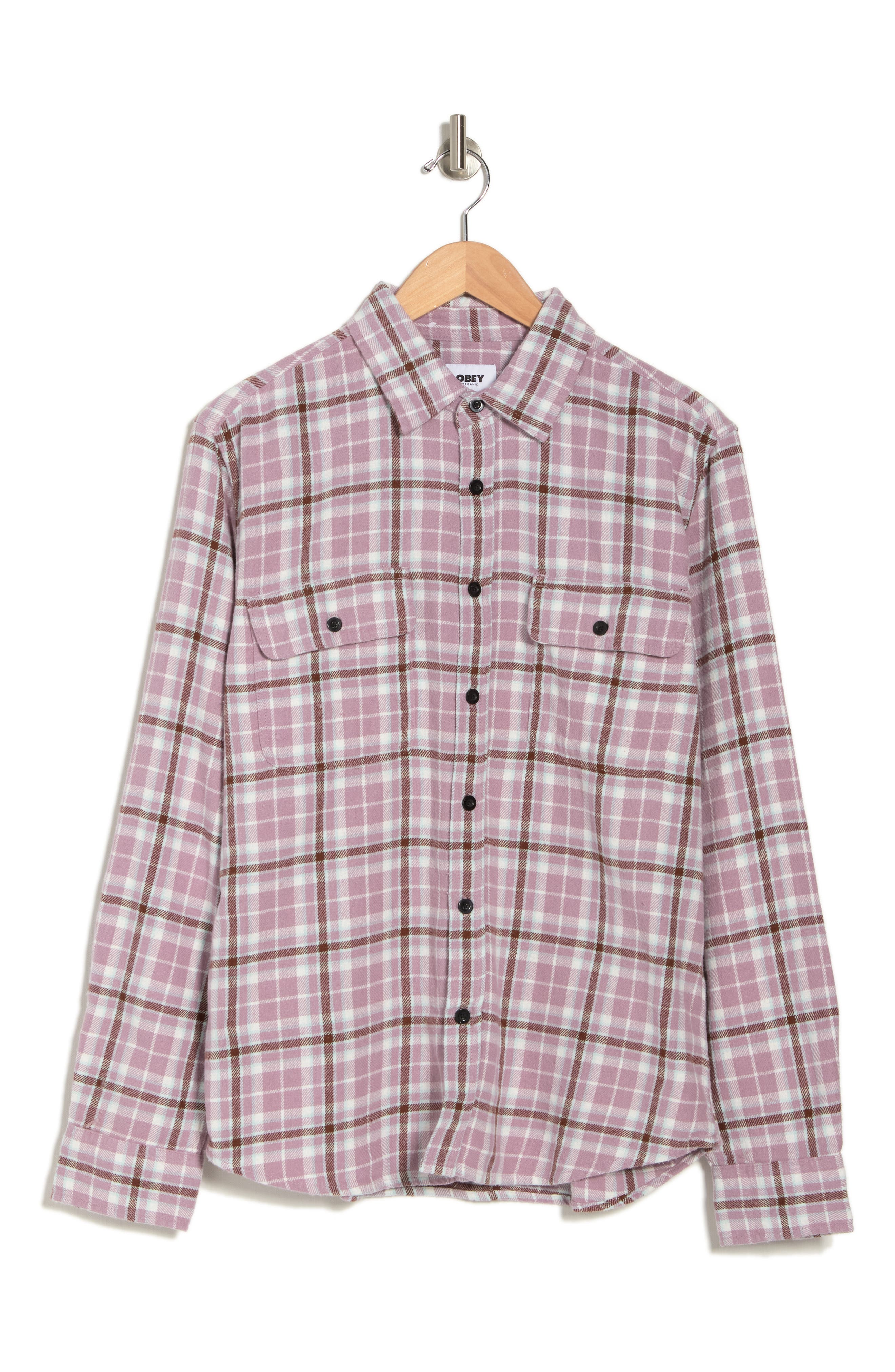 Obey Men's Cole Plaid Organic Cotton Flannel Button-Up Shirt ...