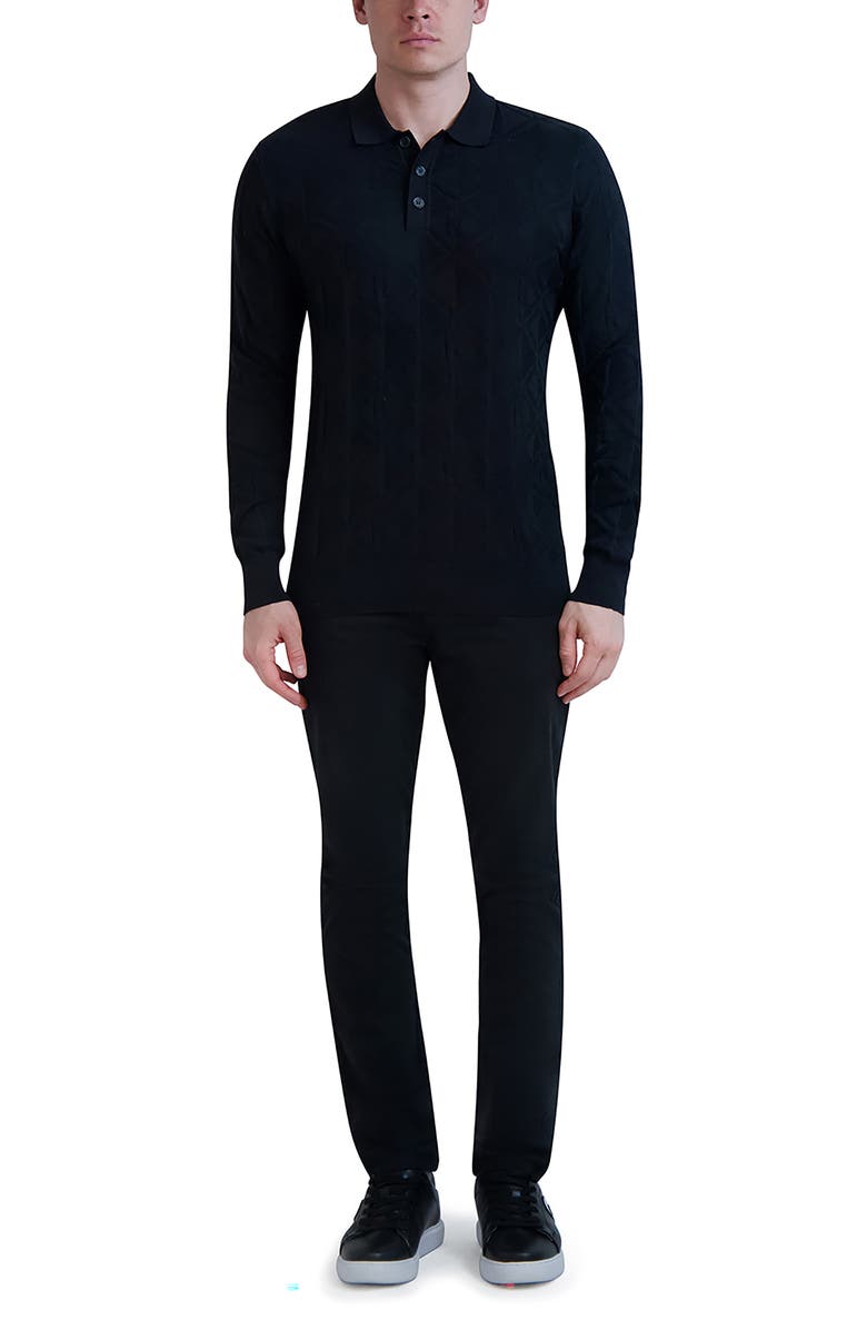 KARL LAGERFELD PARIS Long Sleeve Cotton & Modal Sweater Polo ...