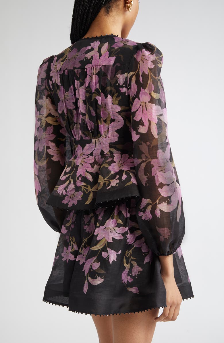 Zimmermann Dawning Beaded Linen & Silk Peplum Top | Nordstromrack