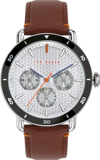 Ted Baker London Men's Margarit Leather Strap Watch, 46mm | Nordstromrack