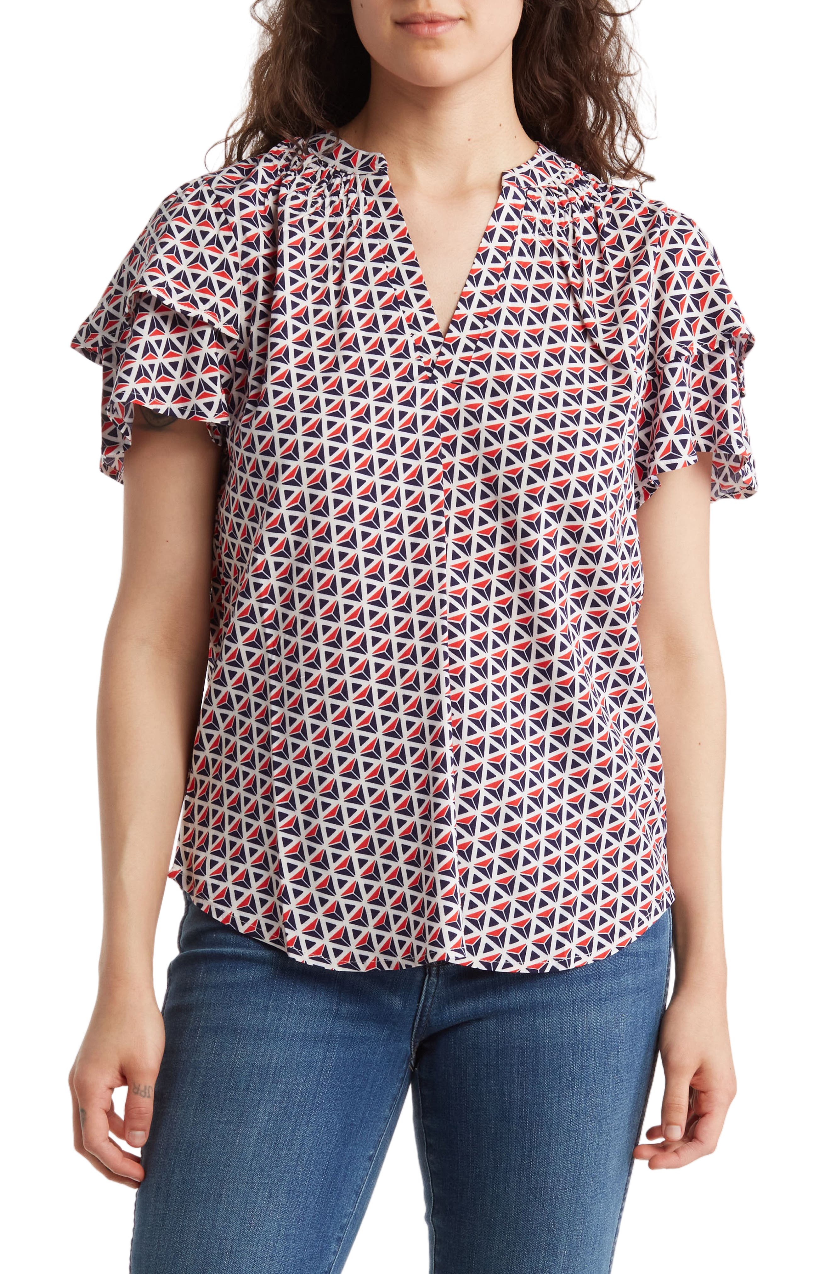 Bobeau Patterned Smocked Top | Nordstromrack
