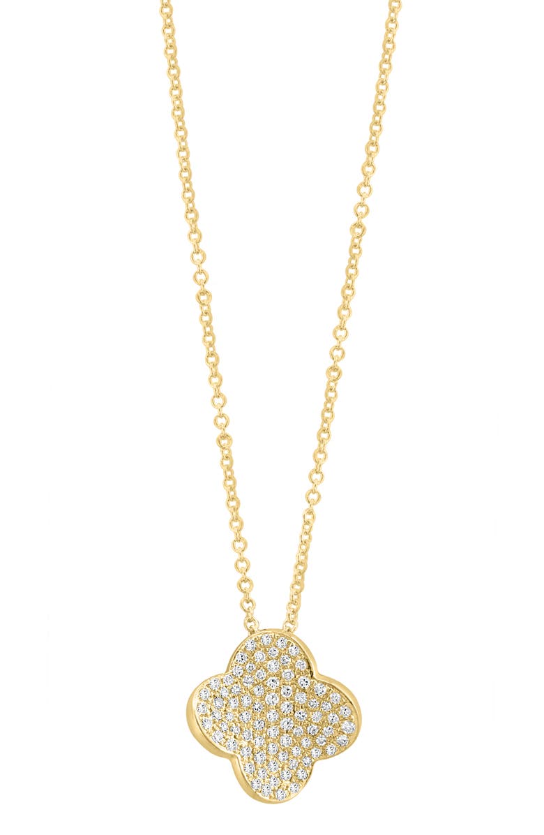 EFFY 14K Yellow Gold Pavé Diamond Quatrefoil Pendant Necklace - 0.33ct ...