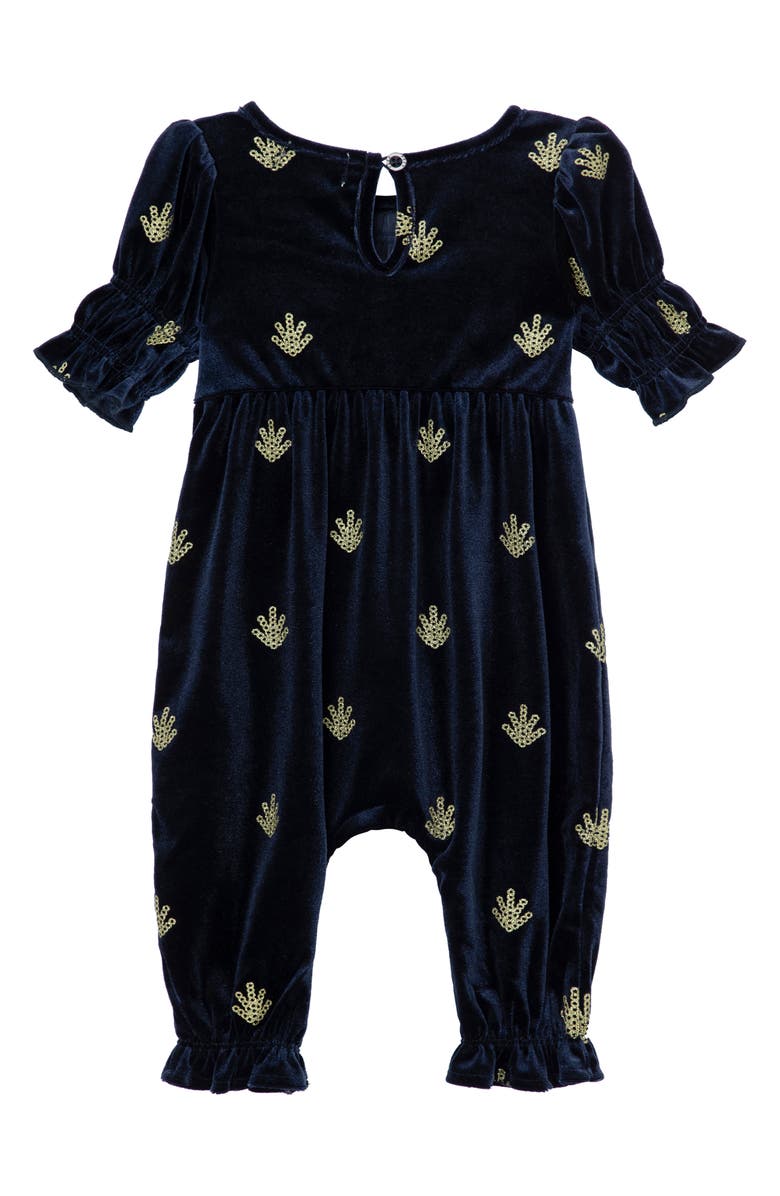 Peek Essentials Glitter Tree Velour Romper | Nordstromrack