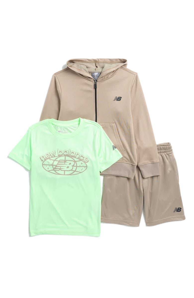 New Balance Kids' 3-Piece Tee, Fleece Zip Jacket & Shorts Set ...