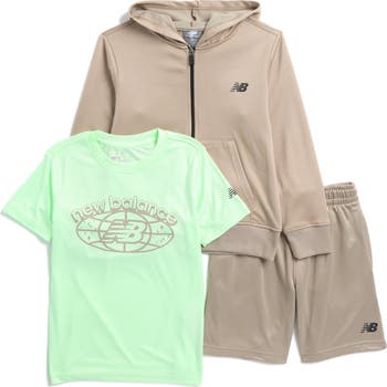 New Balance Kids' 3-Piece Tee, Fleece Zip Jacket & Shorts Set ...