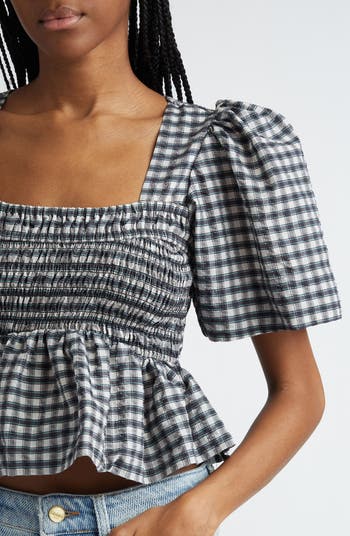 Ganni Check Seersucker Top | Nordstromrack Ganni Check Seersucker Top | Nordstromrack