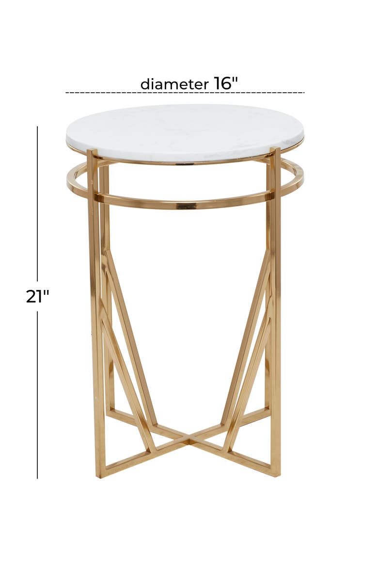 VIVIAN LUNE HOME Goldtone Metal Accent Table with Marble Top ...
