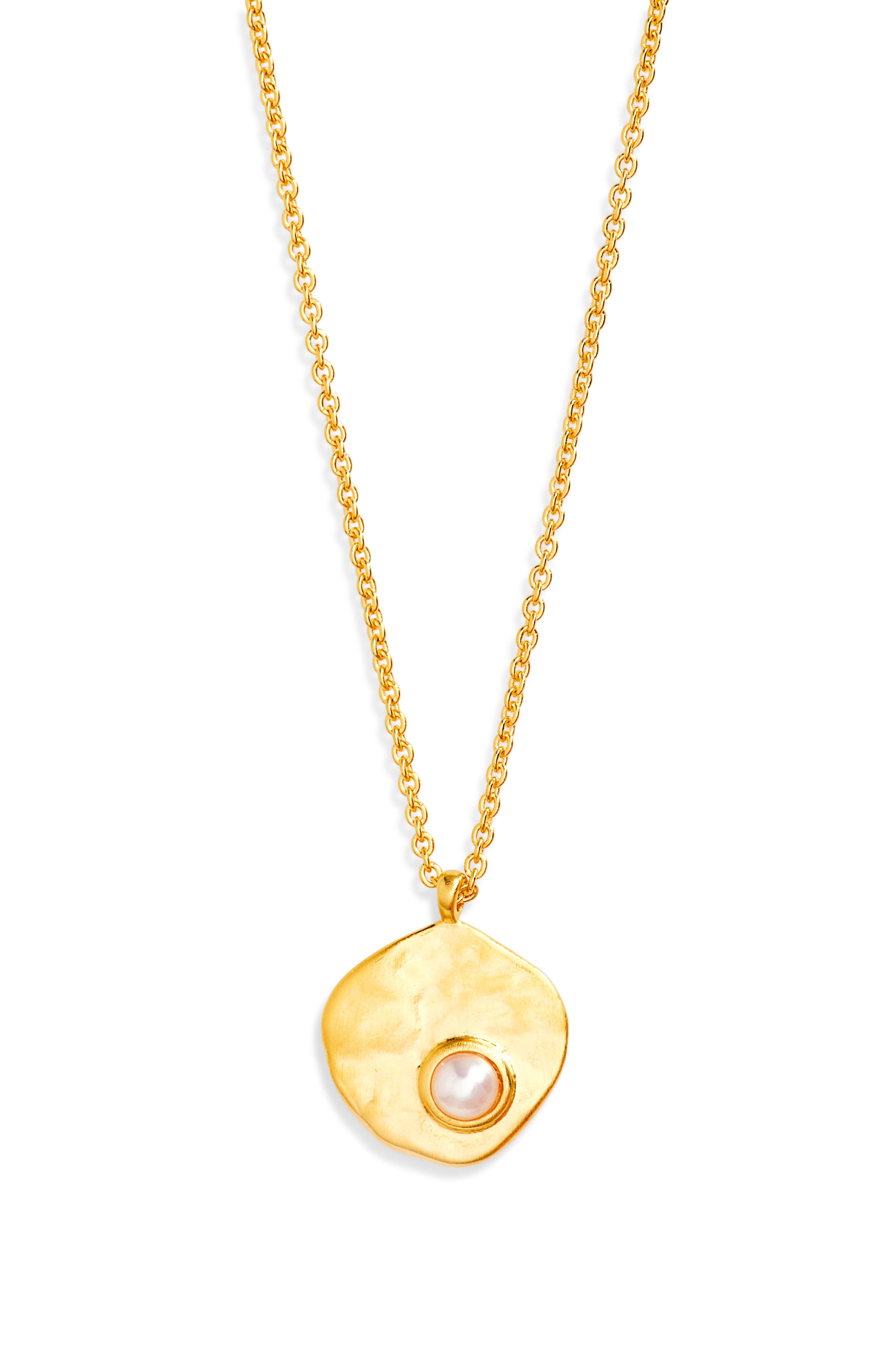 Monica Vinader Capri Freshwater Pearl Disc Pendant Necklace | Nordstrom