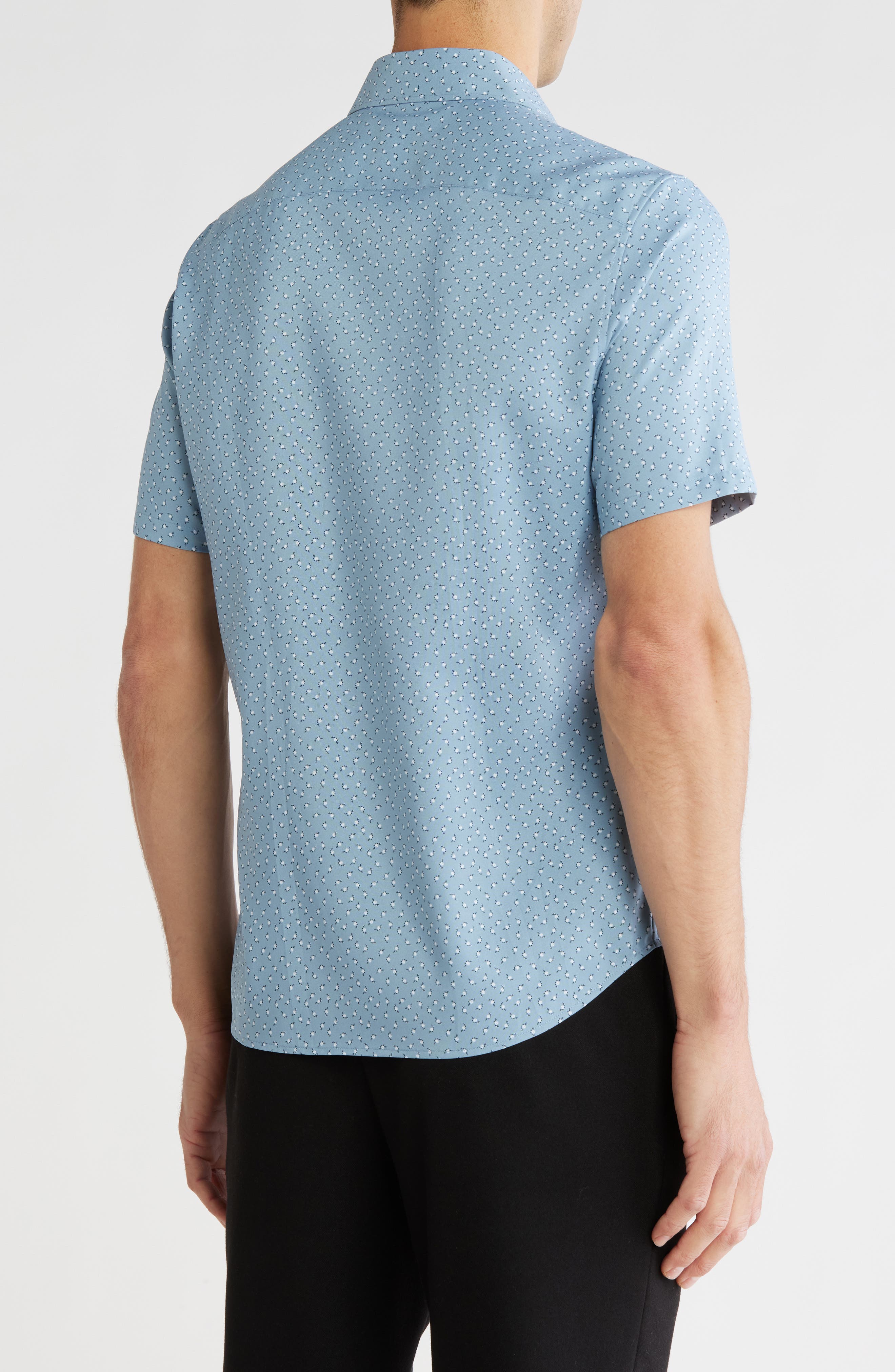 Michael Kors Slim Fit Micro Flower Short-Sleeve Button-Up Shirt ...