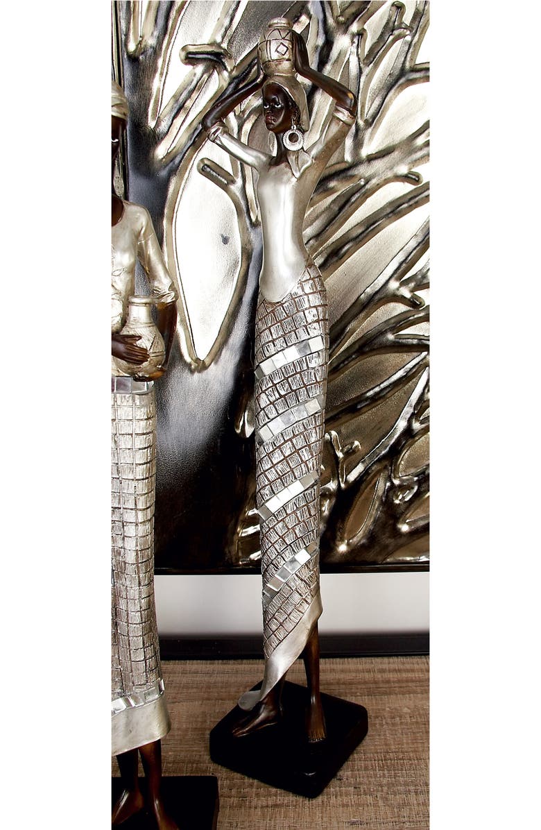 WILLOW ROW Silver Eclectic Polystone Sculpture, African Lady ...