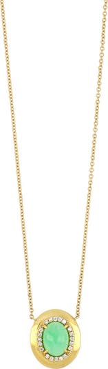 Bony Levy 18K Yellow Gold Chrysoprase & Diamond Pendant Necklace ...