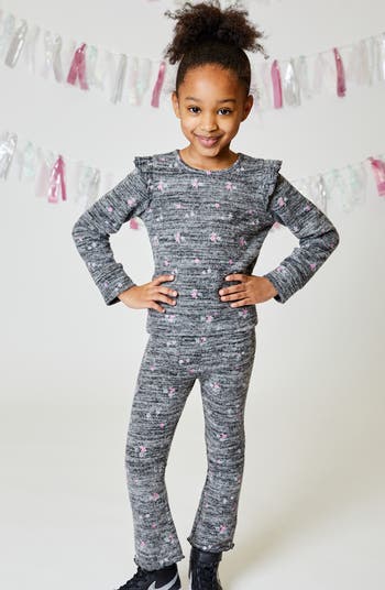 Design History Kids' Print Hacci Knit Ruffle Top & Pants Set ...