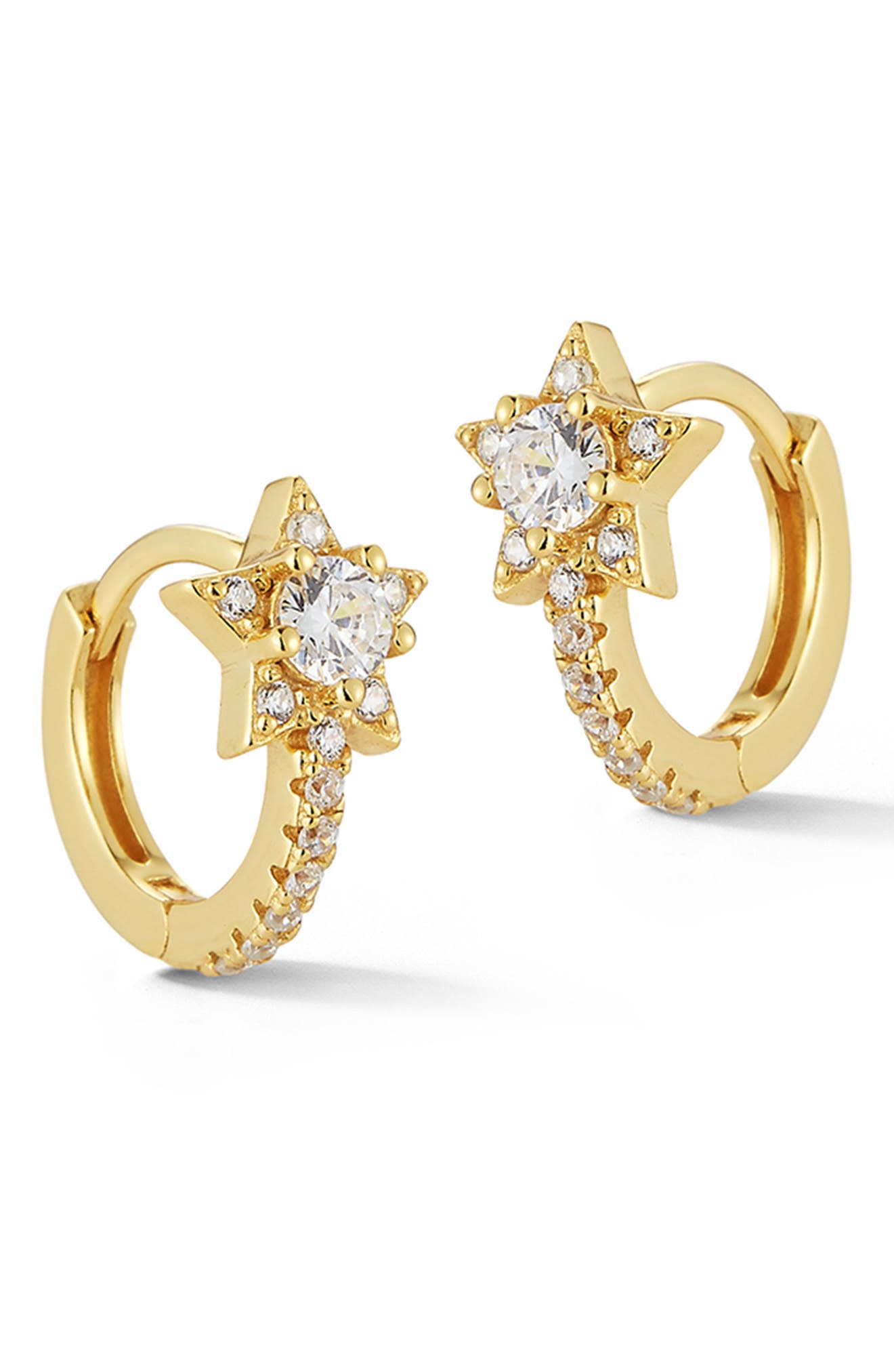 GLAZE JEWELRY Gold Vermeil Star CZ Huggie Hoop Earrings | Nordstromrack