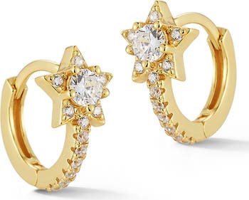 GLAZE JEWELRY Gold Vermeil Star CZ Huggie Hoop Earrings | Nordstromrack