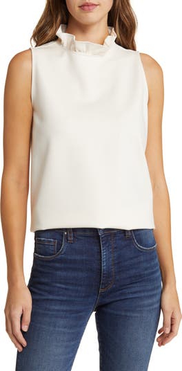 Anne Klein Ruffle Neck Sleeveless Top | Nordstrom