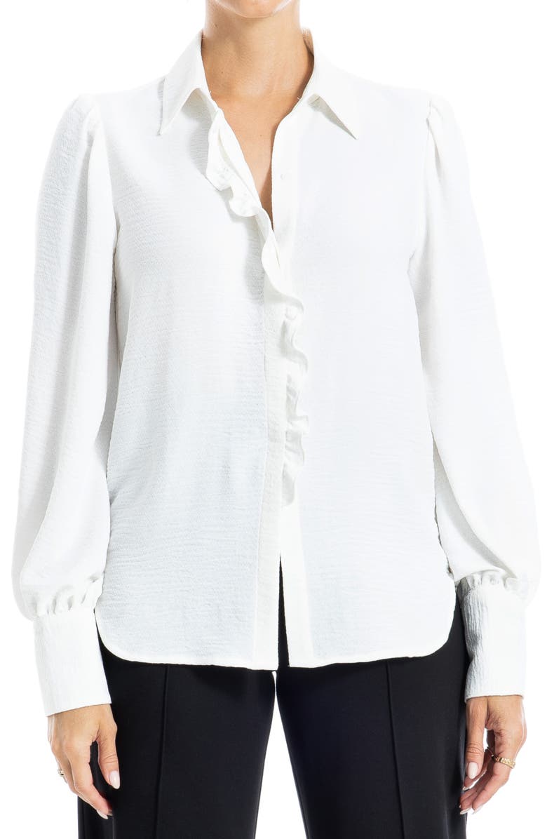 MAX STUDIO Ruffle Button Placket Long Sleeve Blouse | Nordstromrack