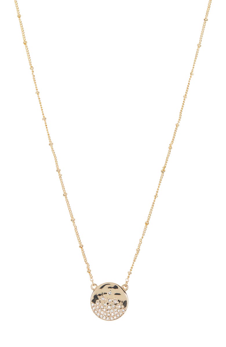 Vince Camuto Gold-Tone Hammer Texture Pavé Crystal Necklace | Nordstromrack