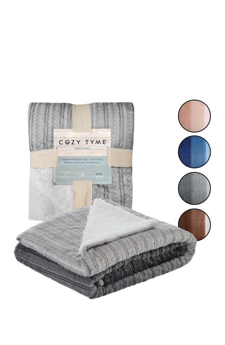 INSPIRED HOME Cozy Tyme Tanesha Flannel Reversible Jacquard Throw 60" x ...