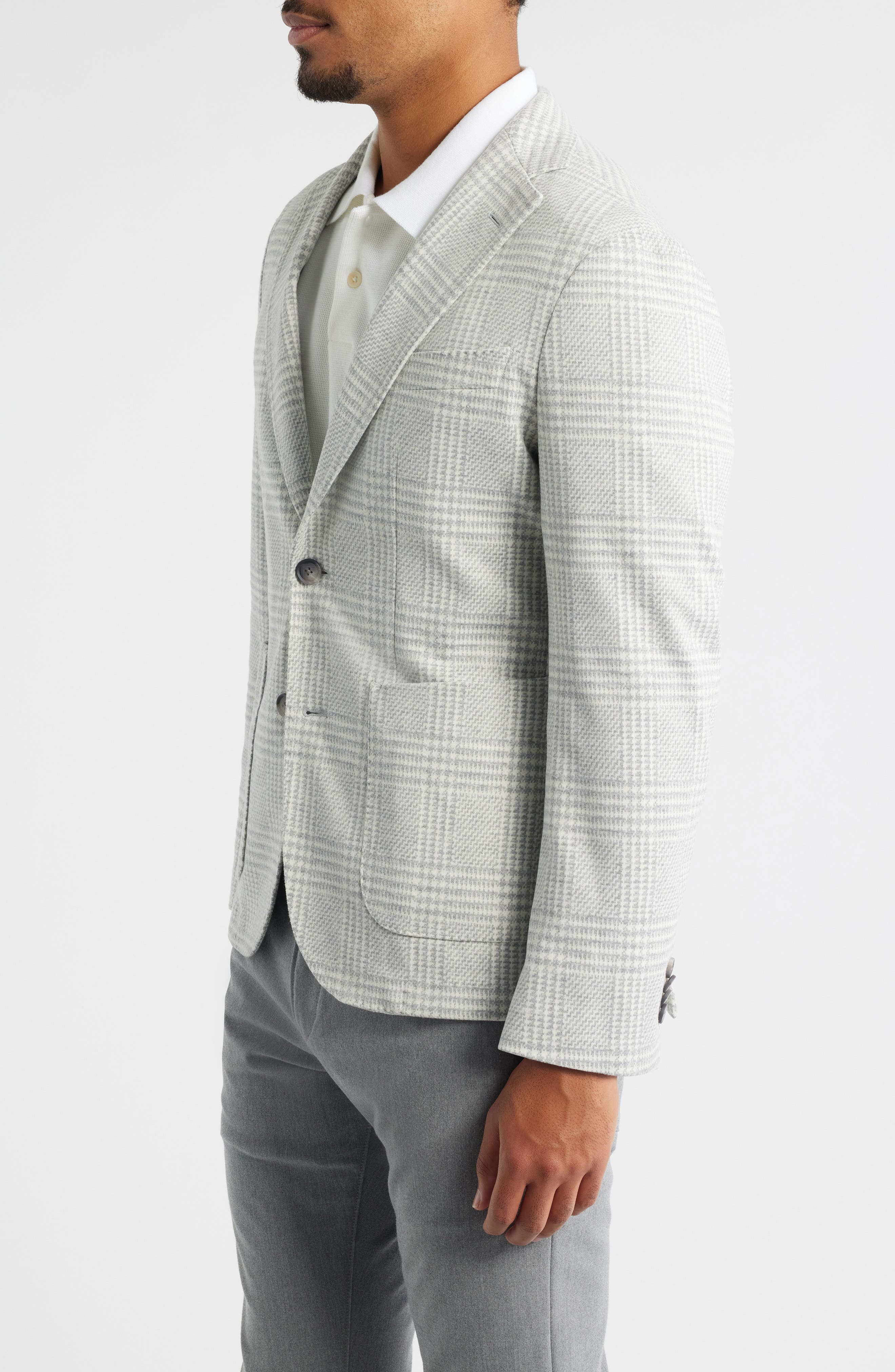 Hanry Slim Fit Light Grey Glen Check Knit Sport Coat (Men) | Nordstromrack