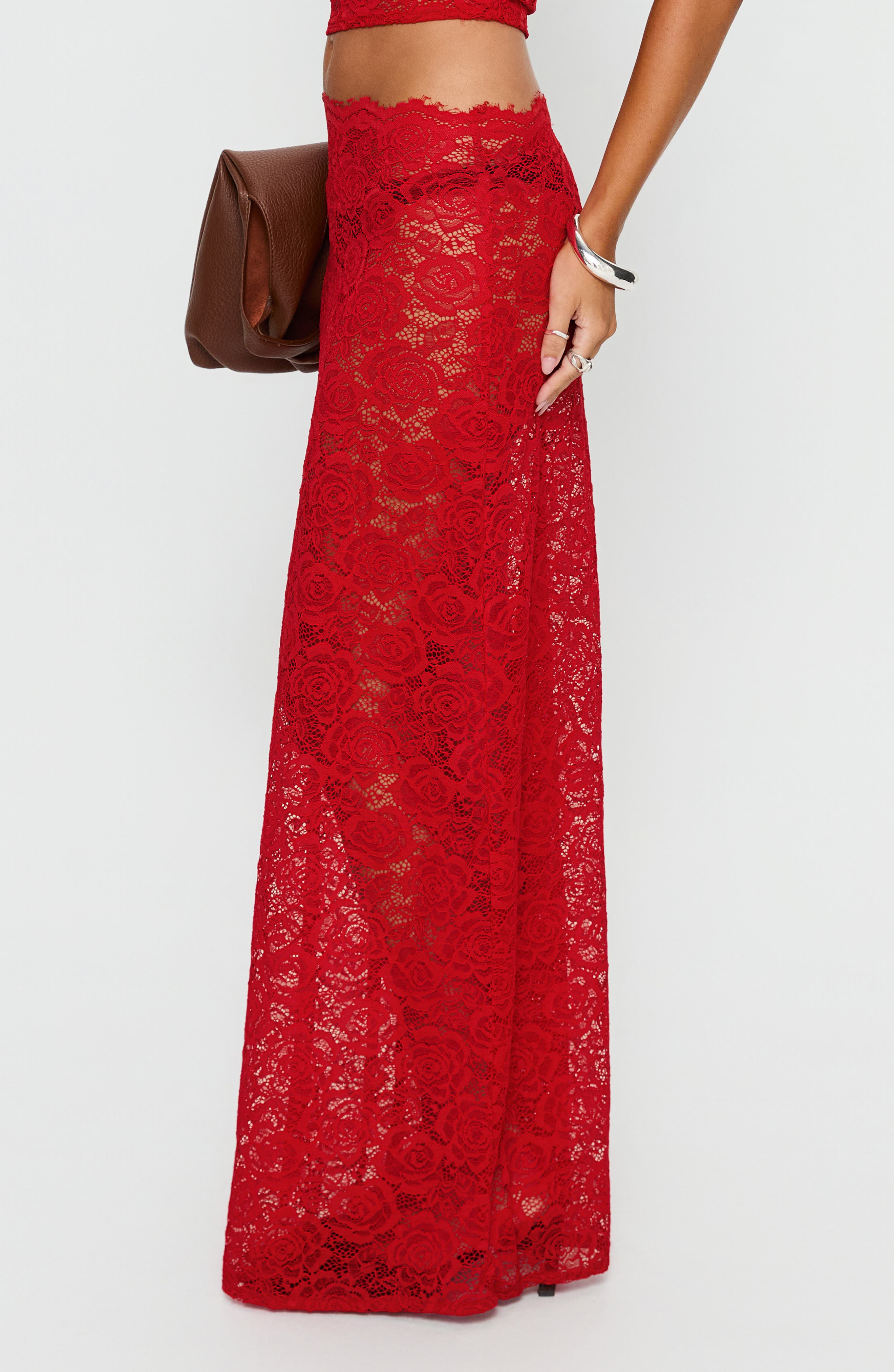 Princess Polly Vionna Sheer Floral Lace Maxi Skirt (Women) | Nordstrom