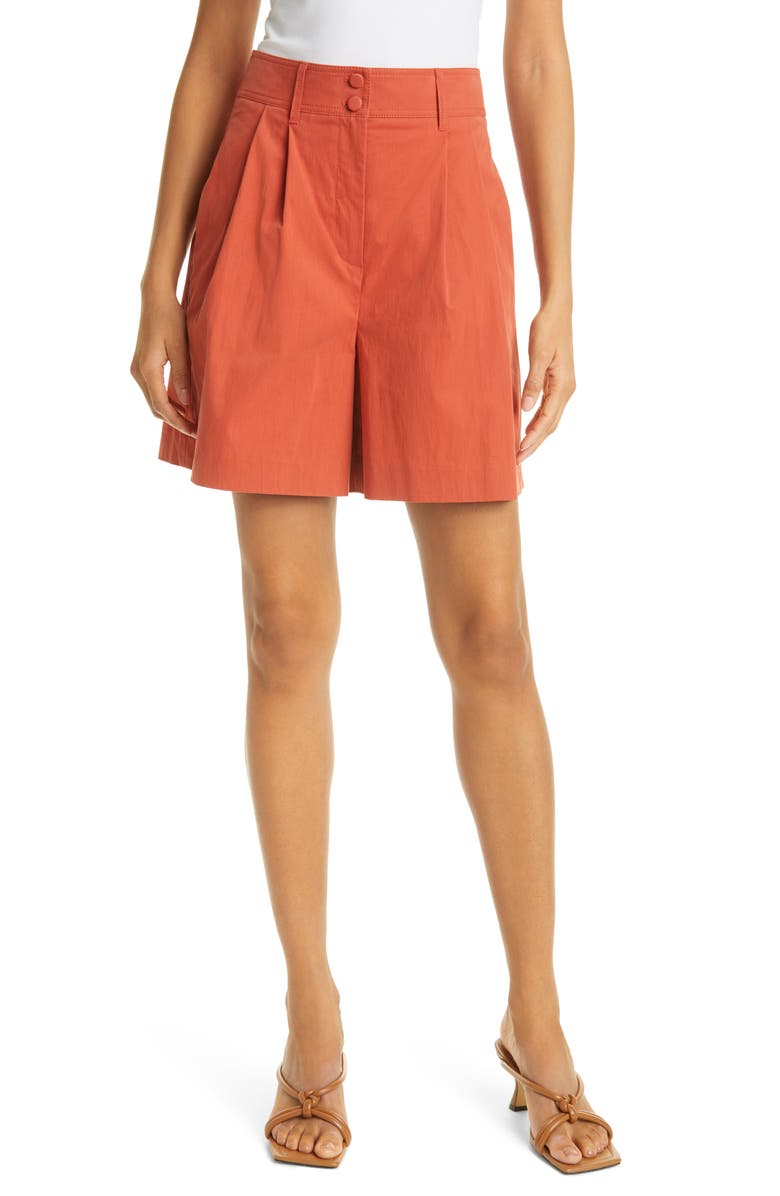 Rebecca Taylor Casual Pleated Cotton Blend Shorts | Nordstromrack