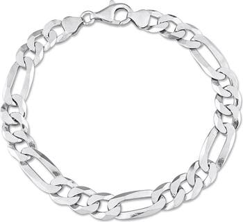 DELMAR Men's Sterling Silver 8.9mm Flat Figaro Chain Bracelet ...