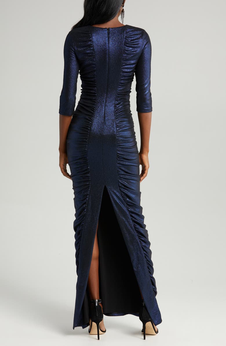 Black Halo Mari Ruched Metallic Gown | Nordstromrack
