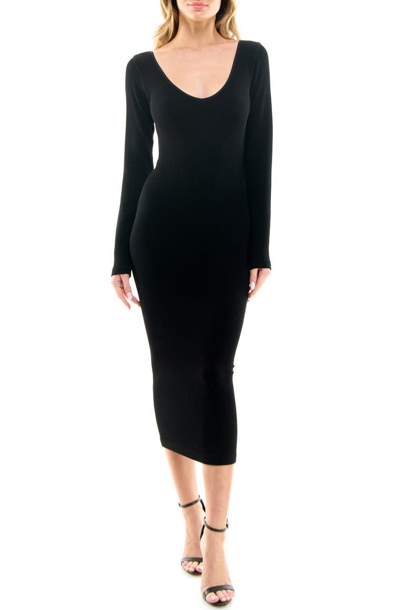 Socialite Long Sleeve V-Neck Rib Dress | Nordstromrack