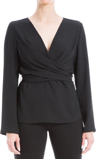 MAX STUDIO Pebbled Crepe Wrap Top | Nordstromrack