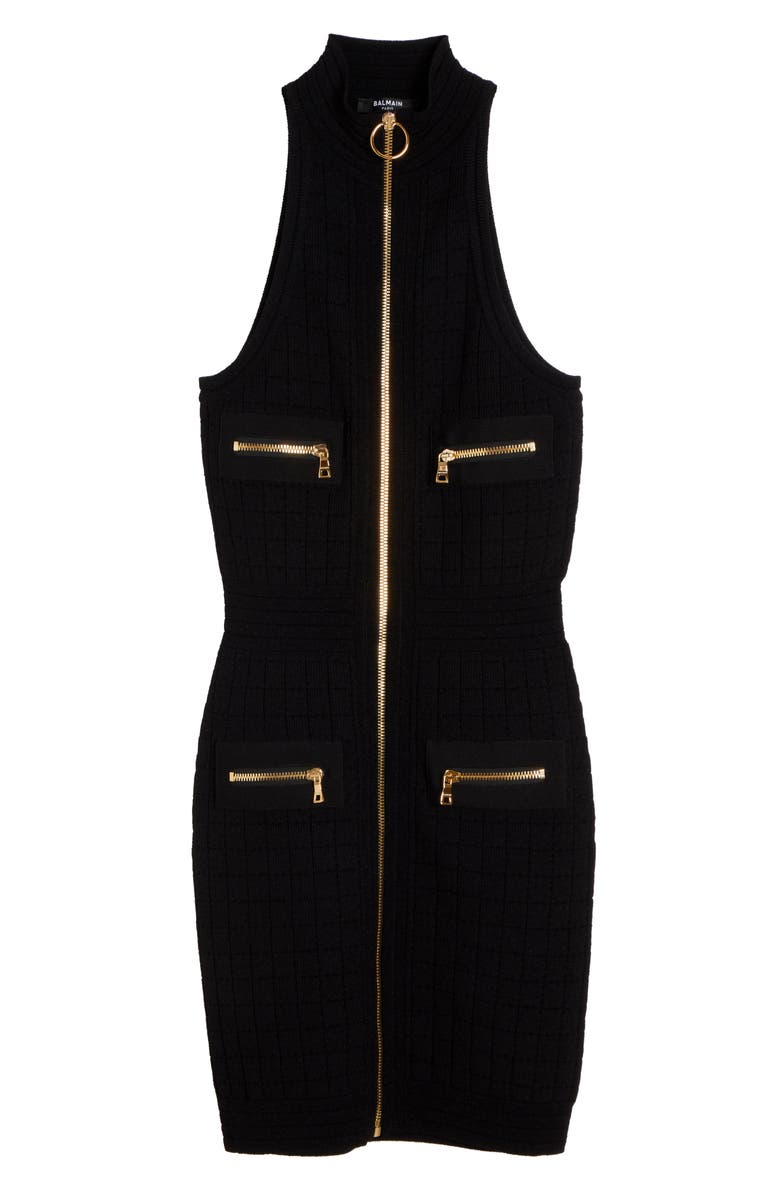 Balmain Zip Front Grid Quilted Minidress | Nordstrom