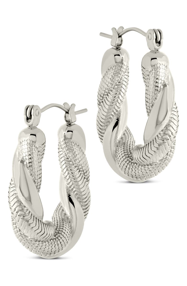 Sterling Forever Cameron Twist Textured Tube Hoop Earrings | Nordstromrack