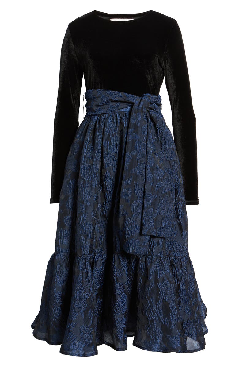 Rachel Parcell Tie Waist Tiered Long Sleeve Midi Dress | Nordstromrack