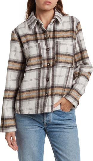 MELLODAY Plaid Hip Length Shacket | Nordstromrack