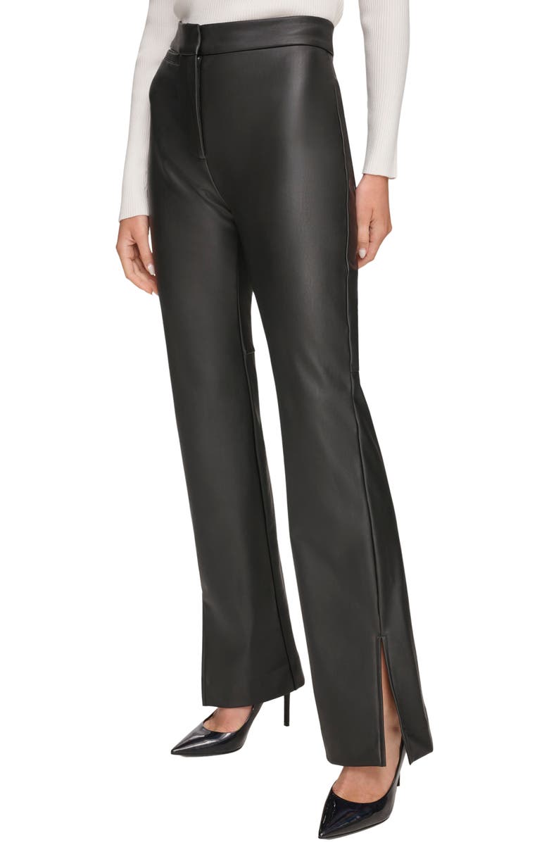 DKNY Slit Hem Flare Faux Leather Pants | Nordstrom