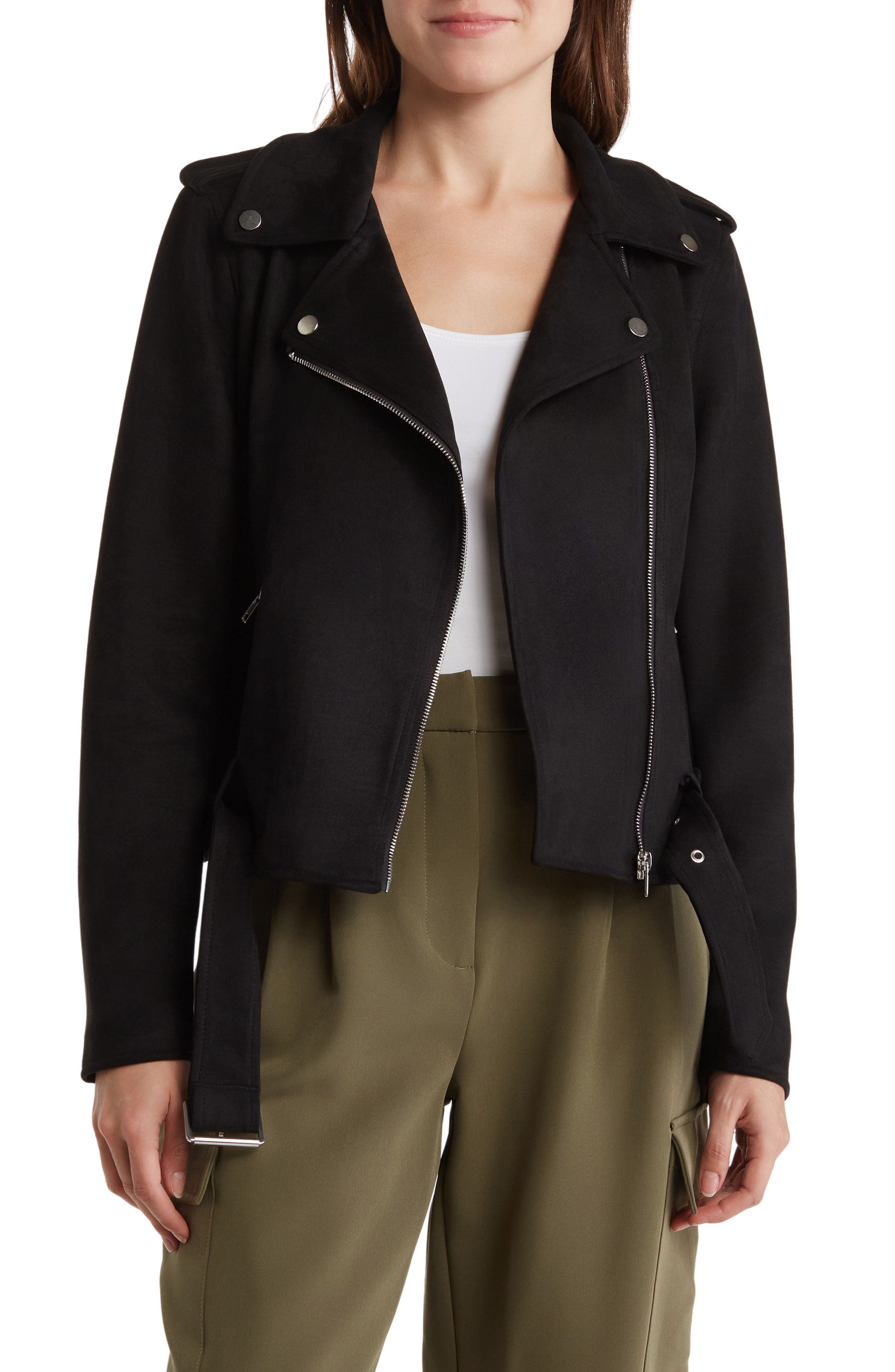 Noize Zadie Faux Suede Crop Biker Jacket | Nordstromrack