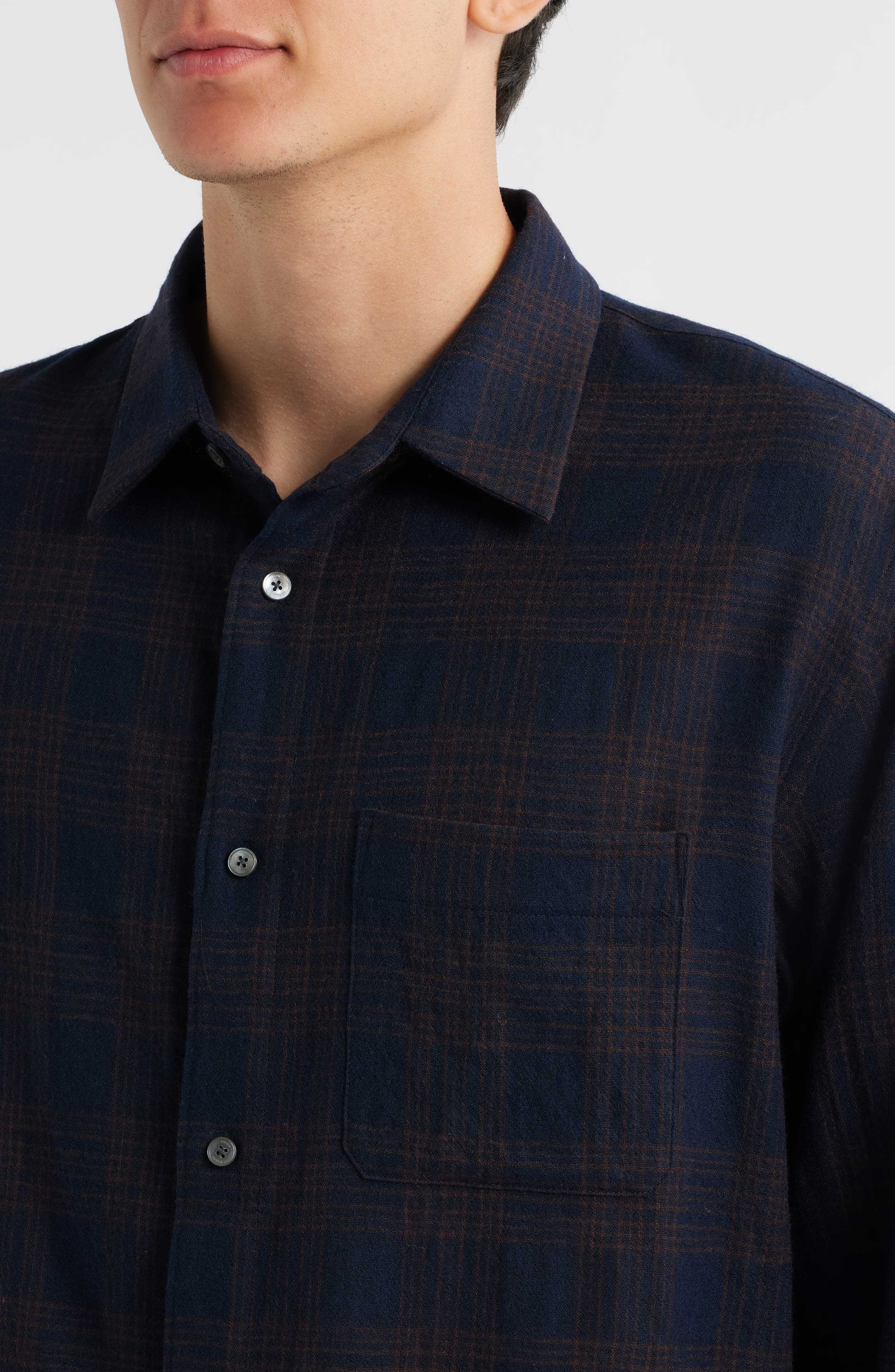 FRAME Plaid Virgin Wool Button-Up Shirt | Nordstromrack