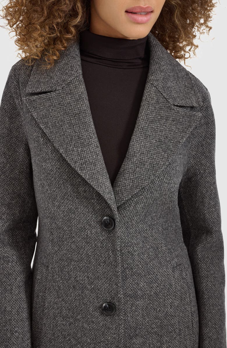 Kenneth Cole Single Breasted Textured Double Faced Wool Blend Coat ...