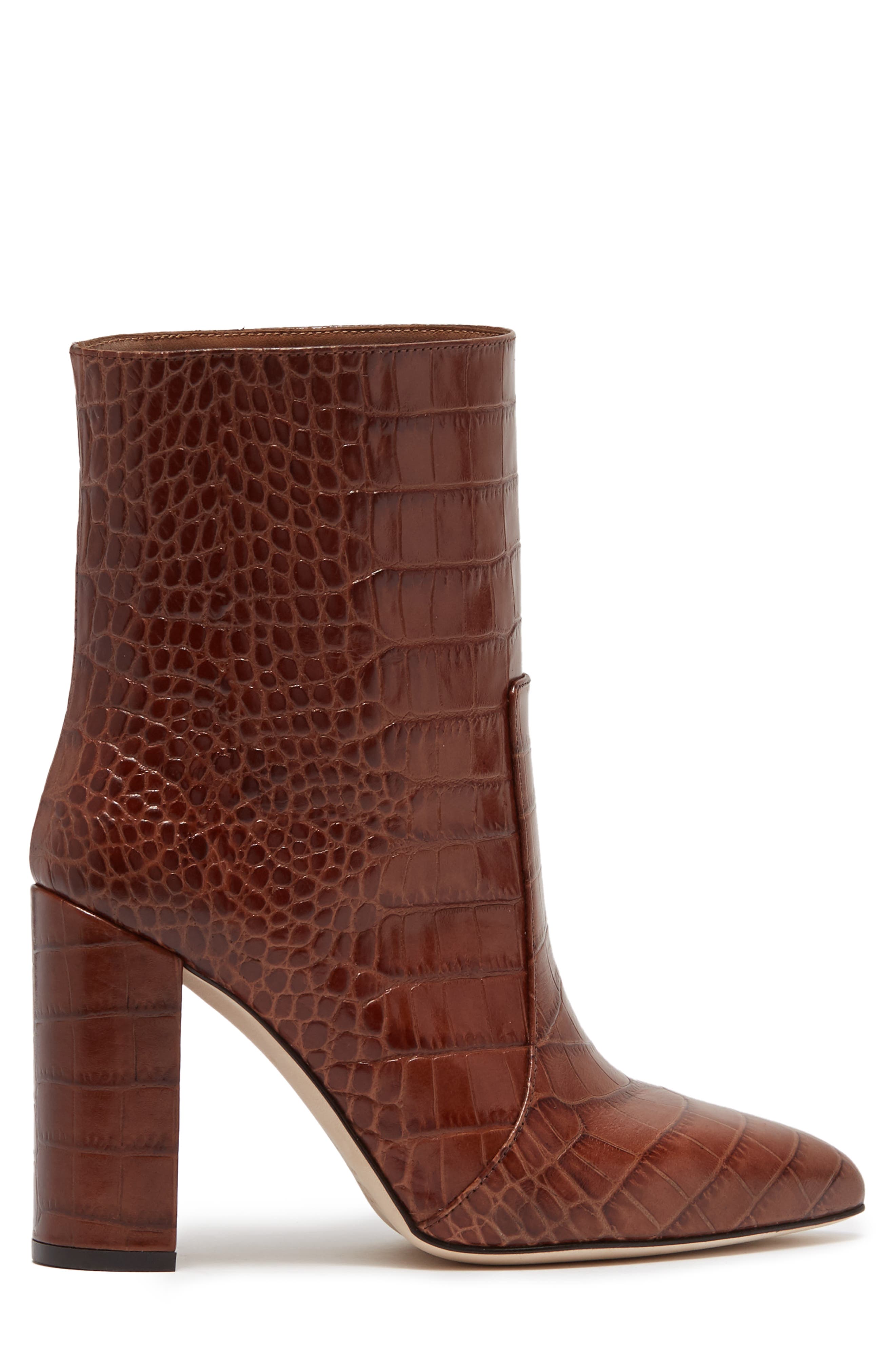 Paris Texas Croc Embossed Leather Block Heel Ankle Boot | Nordstromrack