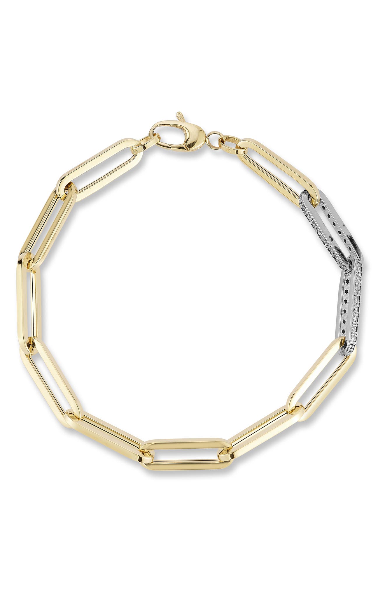 Ember Fine Jewelry Diamond Two-Tone Paper Clip Chain Bracelet ...