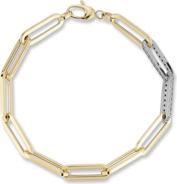 Ember Fine Jewelry Diamond Two-Tone Paper Clip Chain Bracelet ...
