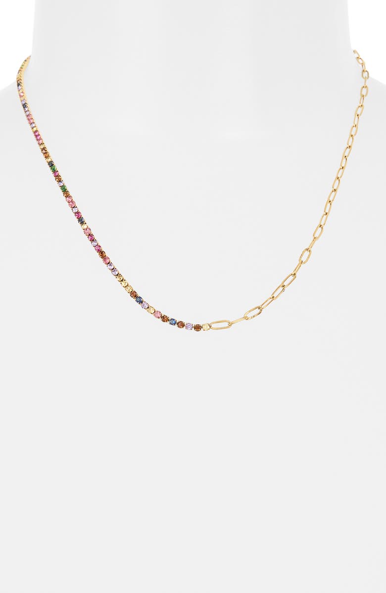 Knotty Rainbow Crystal Paper Clip Chain Necklace | Nordstromrack