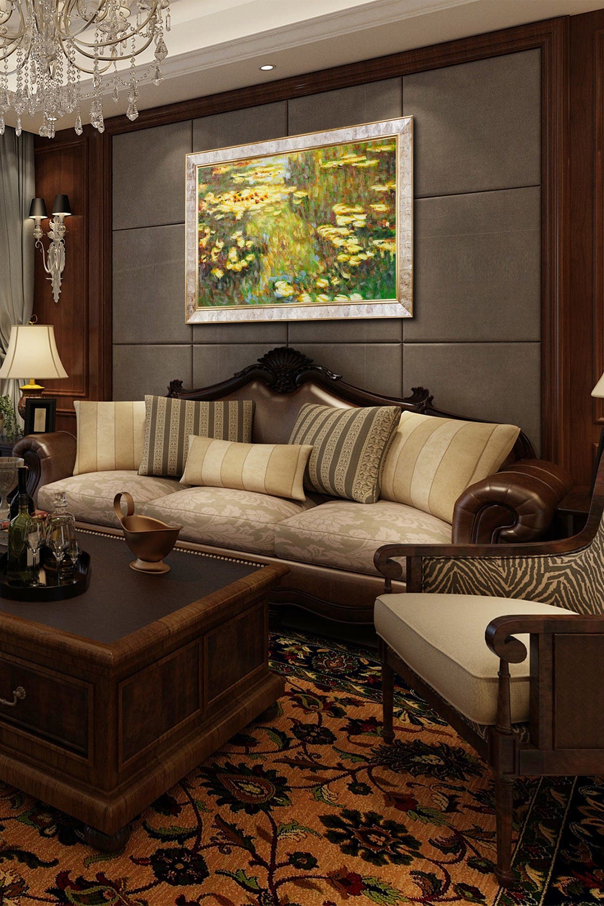 OVERSTOCK ART Water Lilies Framed Oil Reproduction of an Original ...